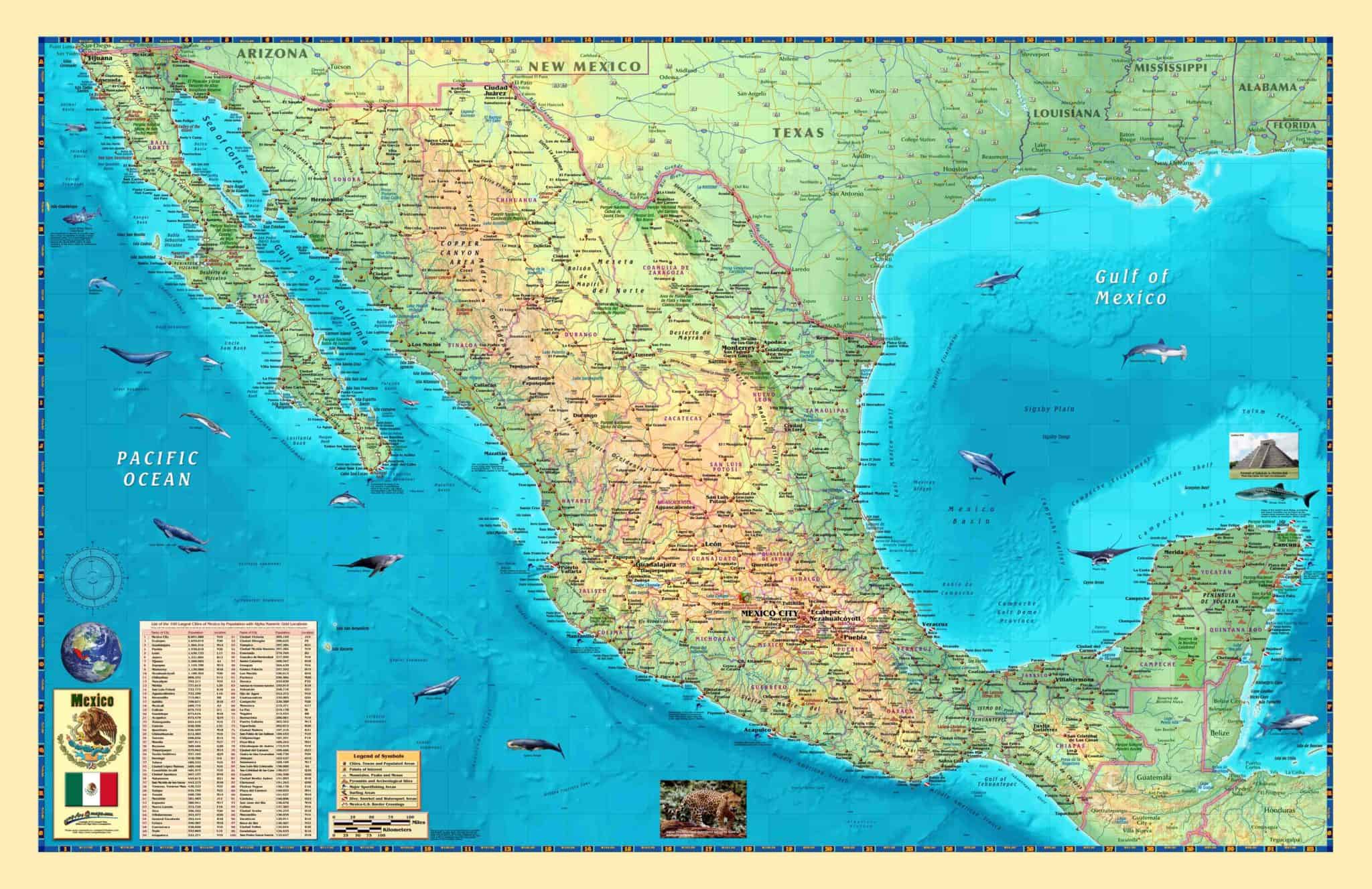 Mexico Illustrated Wall Map by Compart - The Map Shop