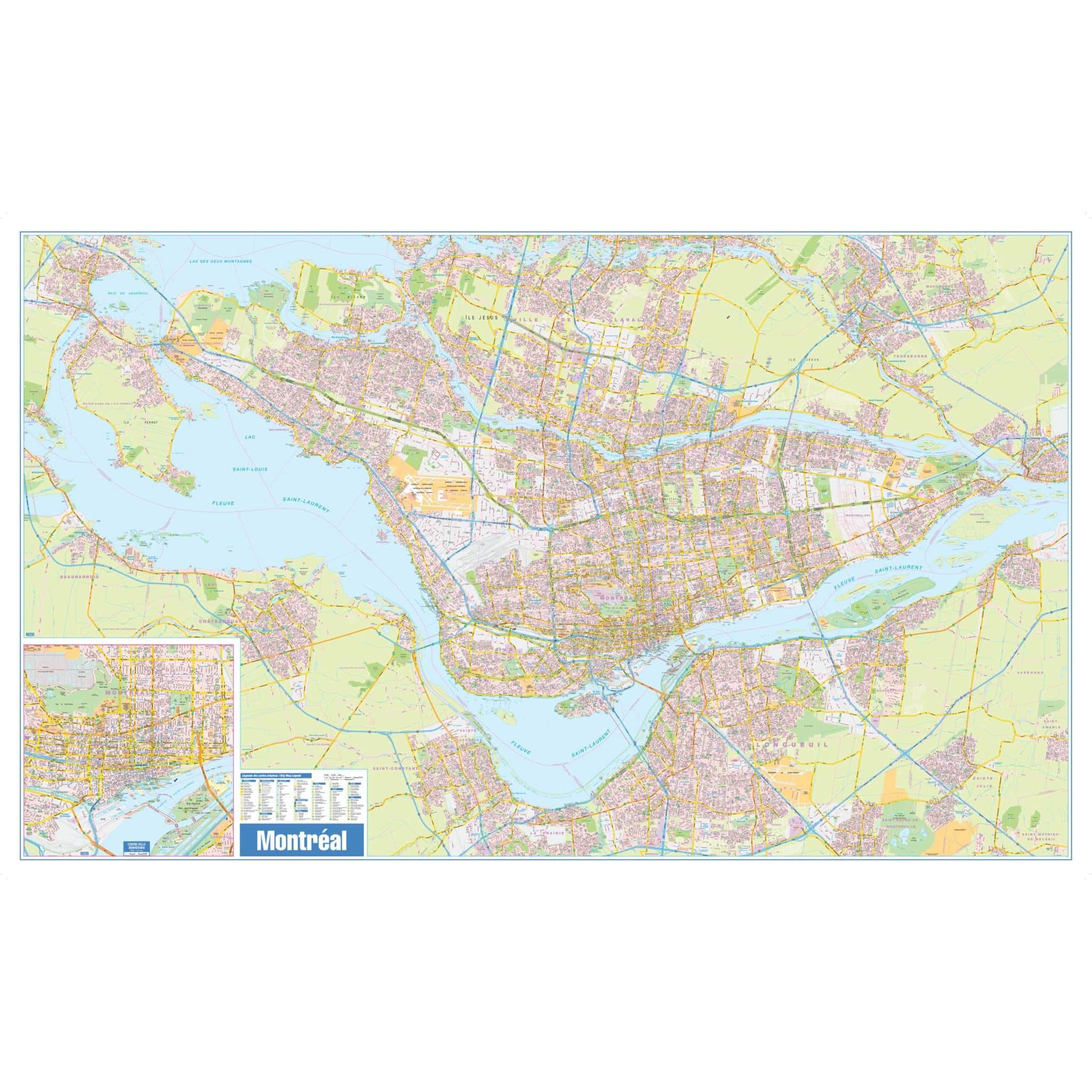 Greater Montreal Wall Map - Street Detail - XL - Lucid Map