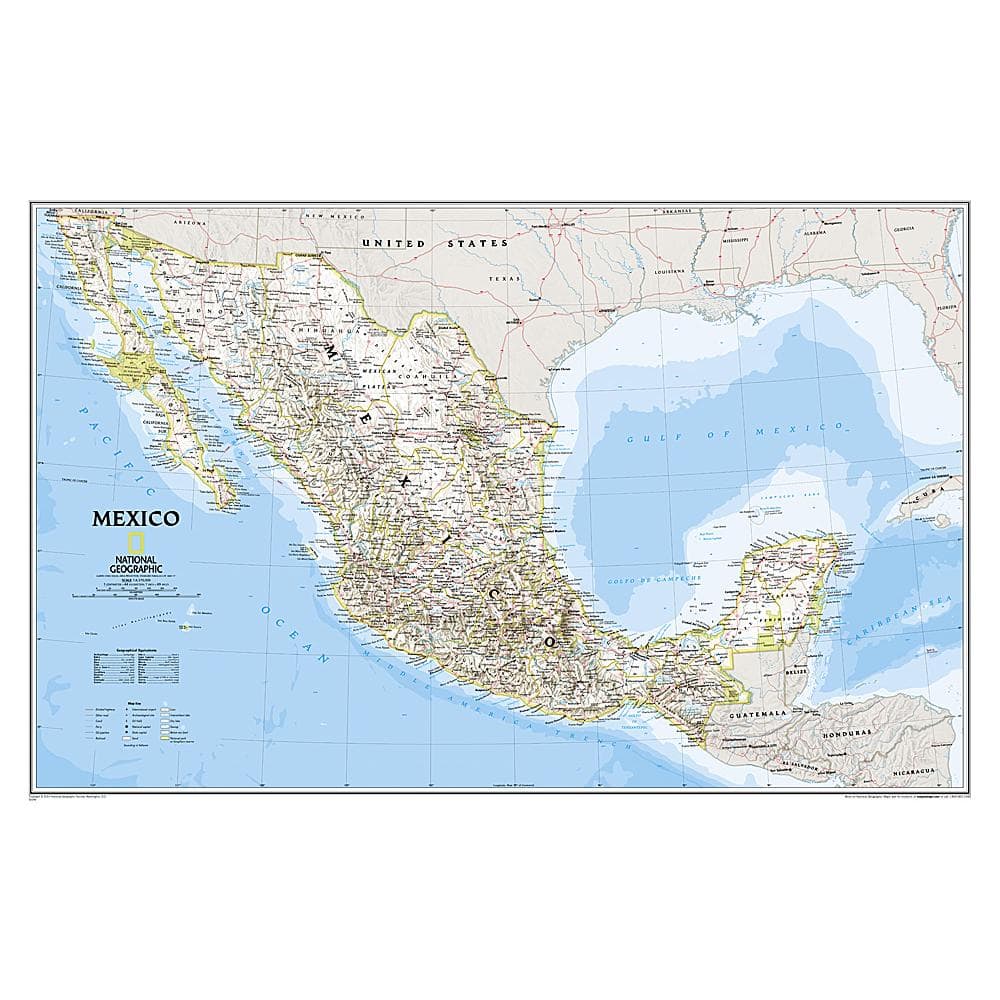 Mexico Classic Wall Map by National Geographic - The Map Shop