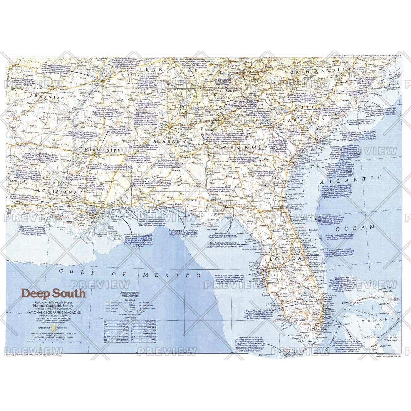Deep South - Published 1983 by National Geographic - The Map Shop