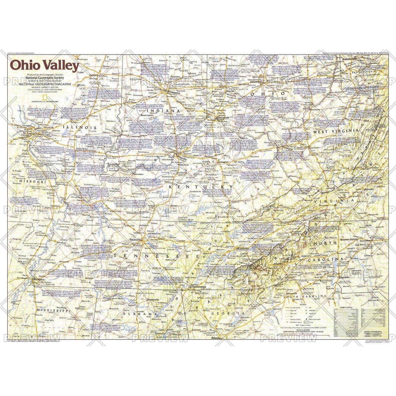 Ohio Valley - Published 1985 by National Geographic - The Map Shop