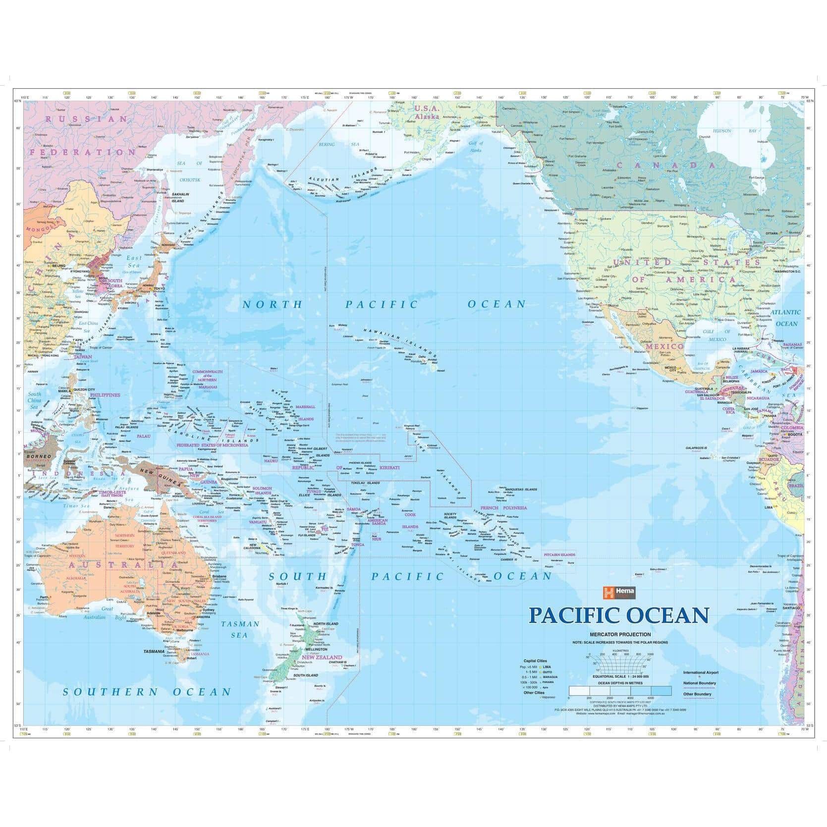 Pacific Ocean Wall Map | Hema Maps | Map Shop