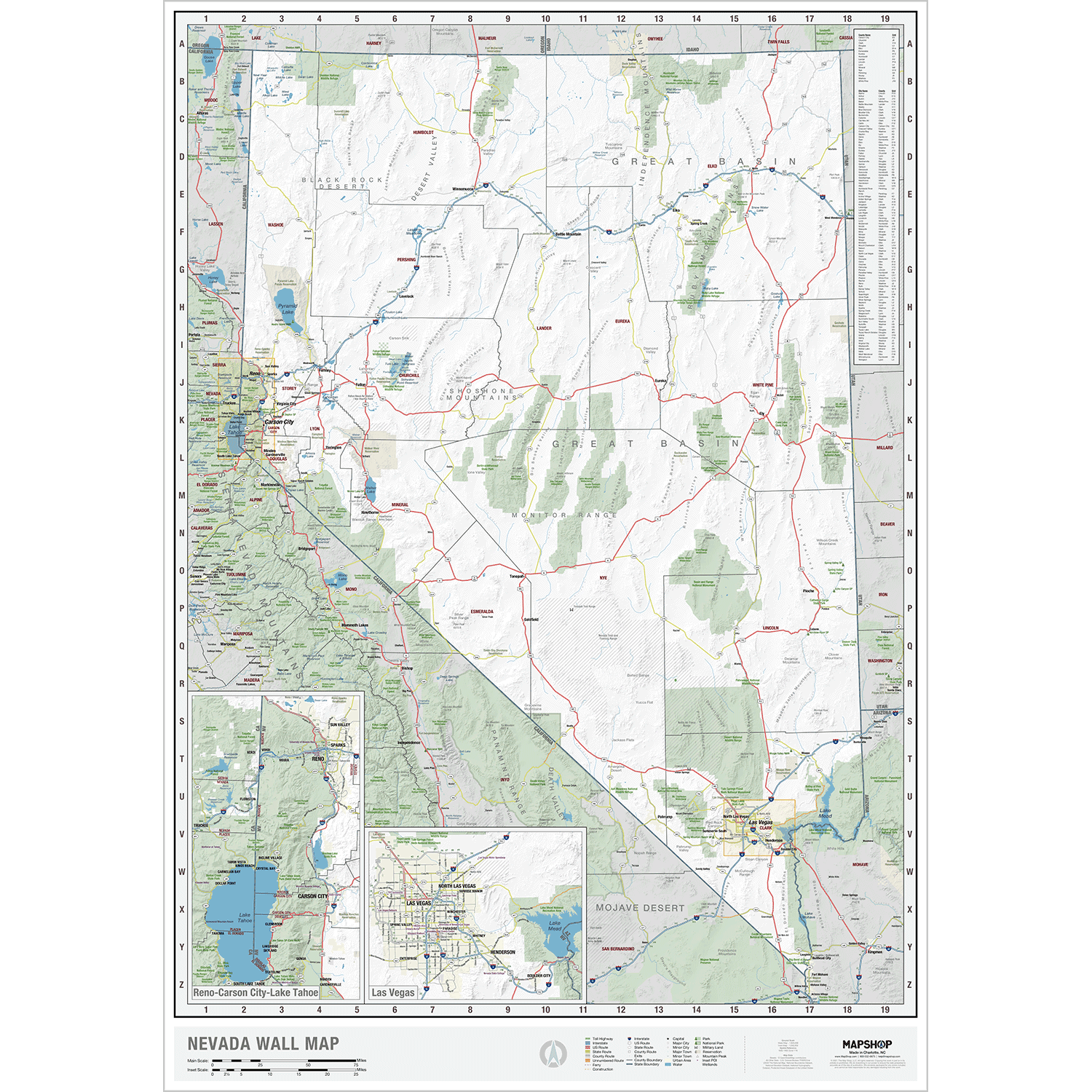 Nevada State Wall Map by MapShop - The Map Shop