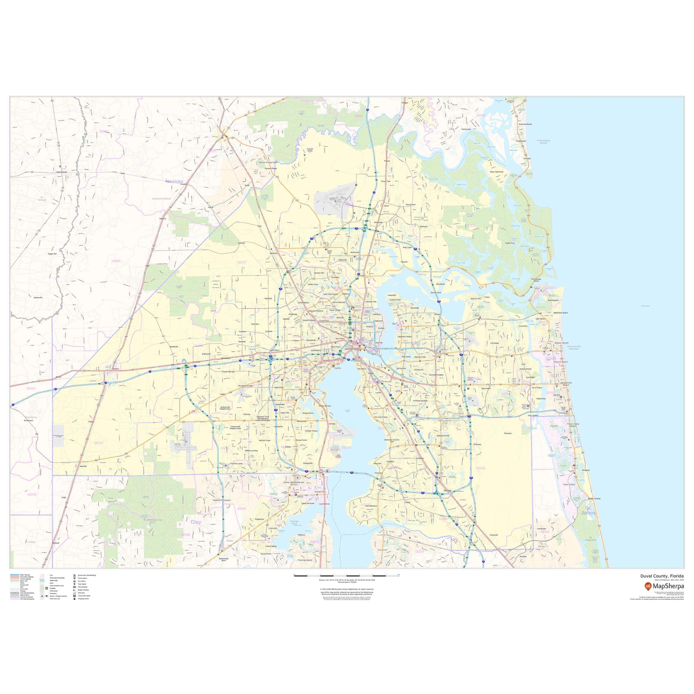 Duval County, Florida by Map Sherpa - The Map Shop