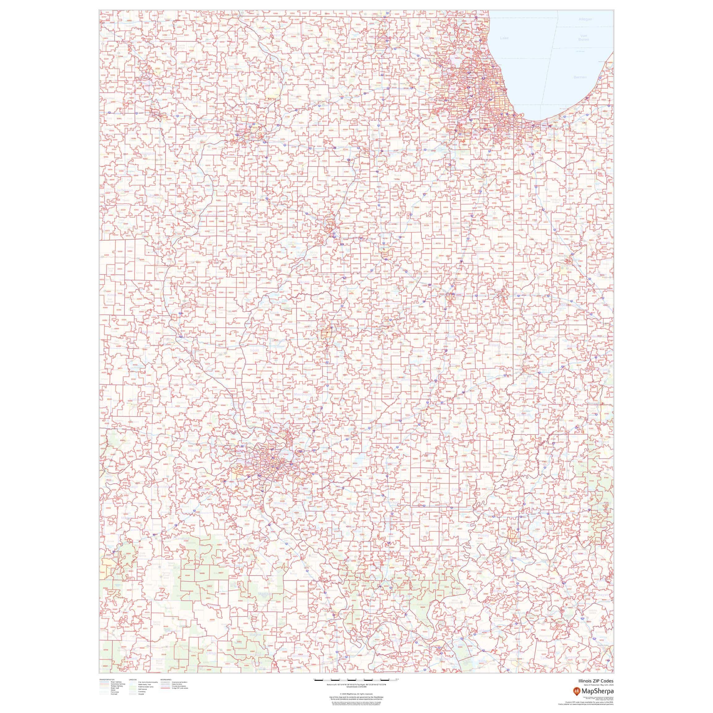 Illinois - Zip Code Map by Map Sherpa - The Map Shop