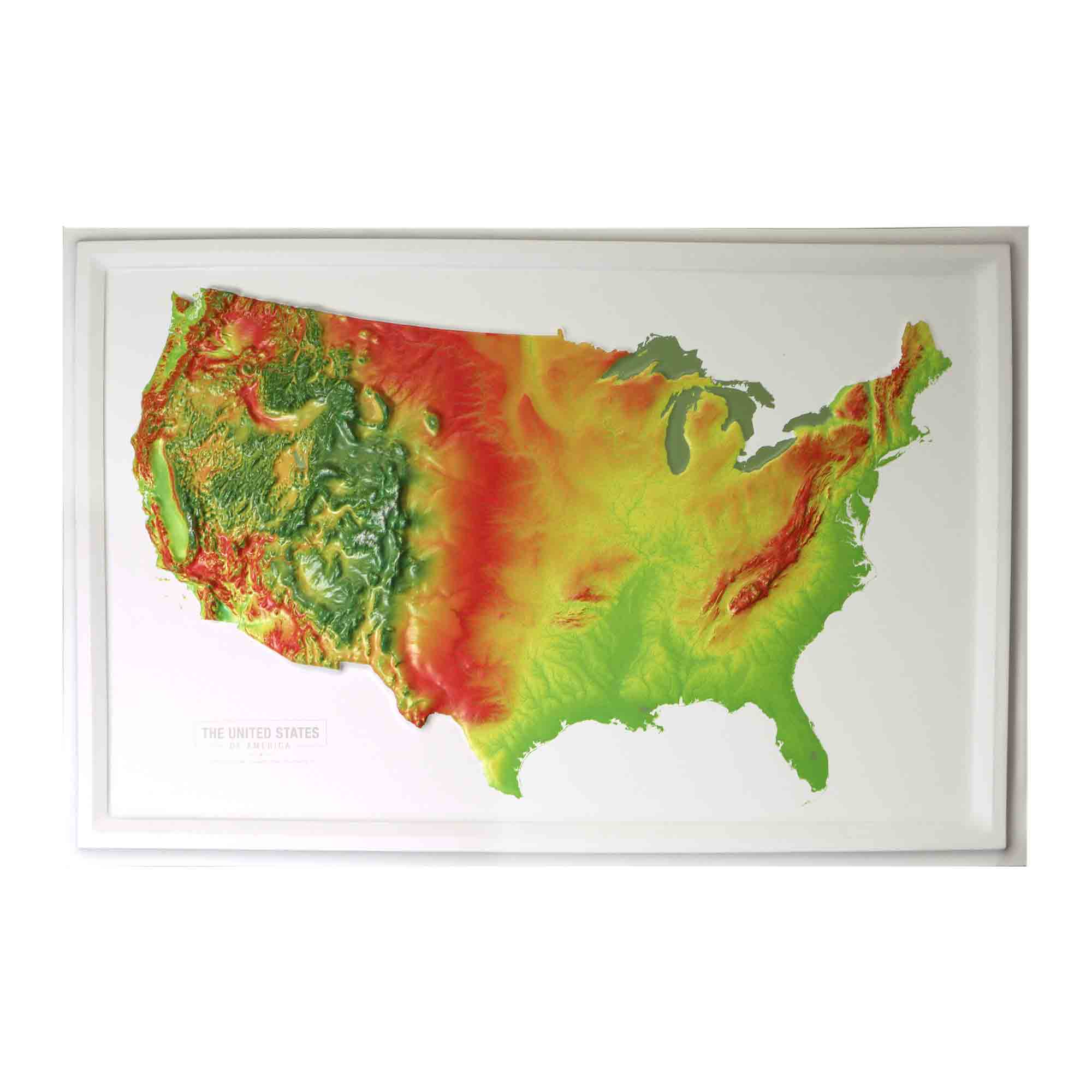 United States Warm Raised Relief - The Map Shop