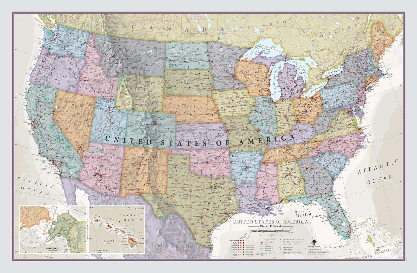 USA Classic by Maps International - The Map Shop