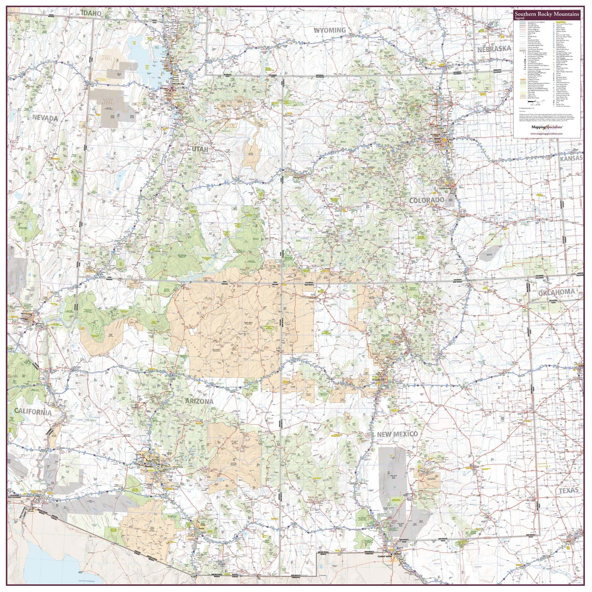 Southern Rocky Mountains by Mapping Specialists - The Map Shop