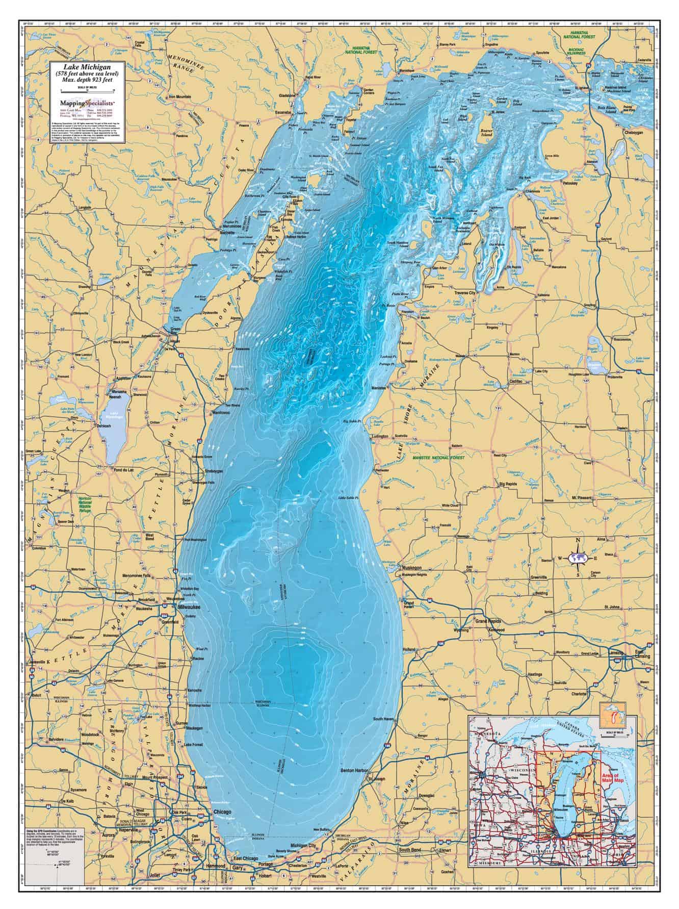Lake Michigan by Mapping Specialists - The Map Shop