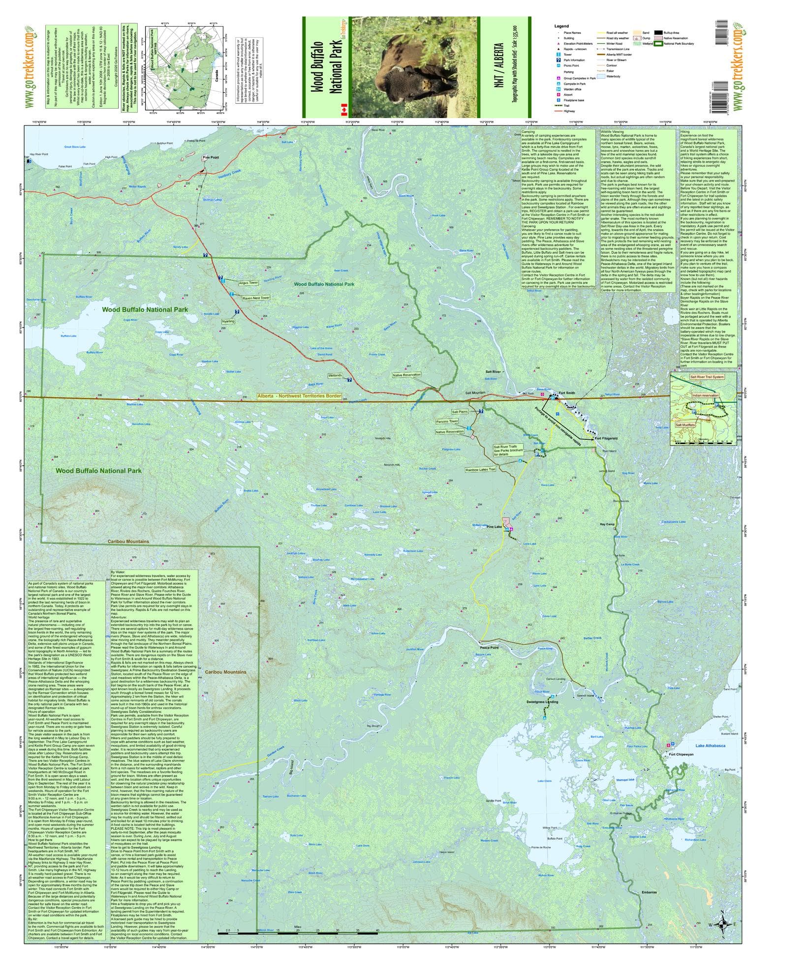 Wood Buffalo National Park by GoTrekkers - The Map Shop