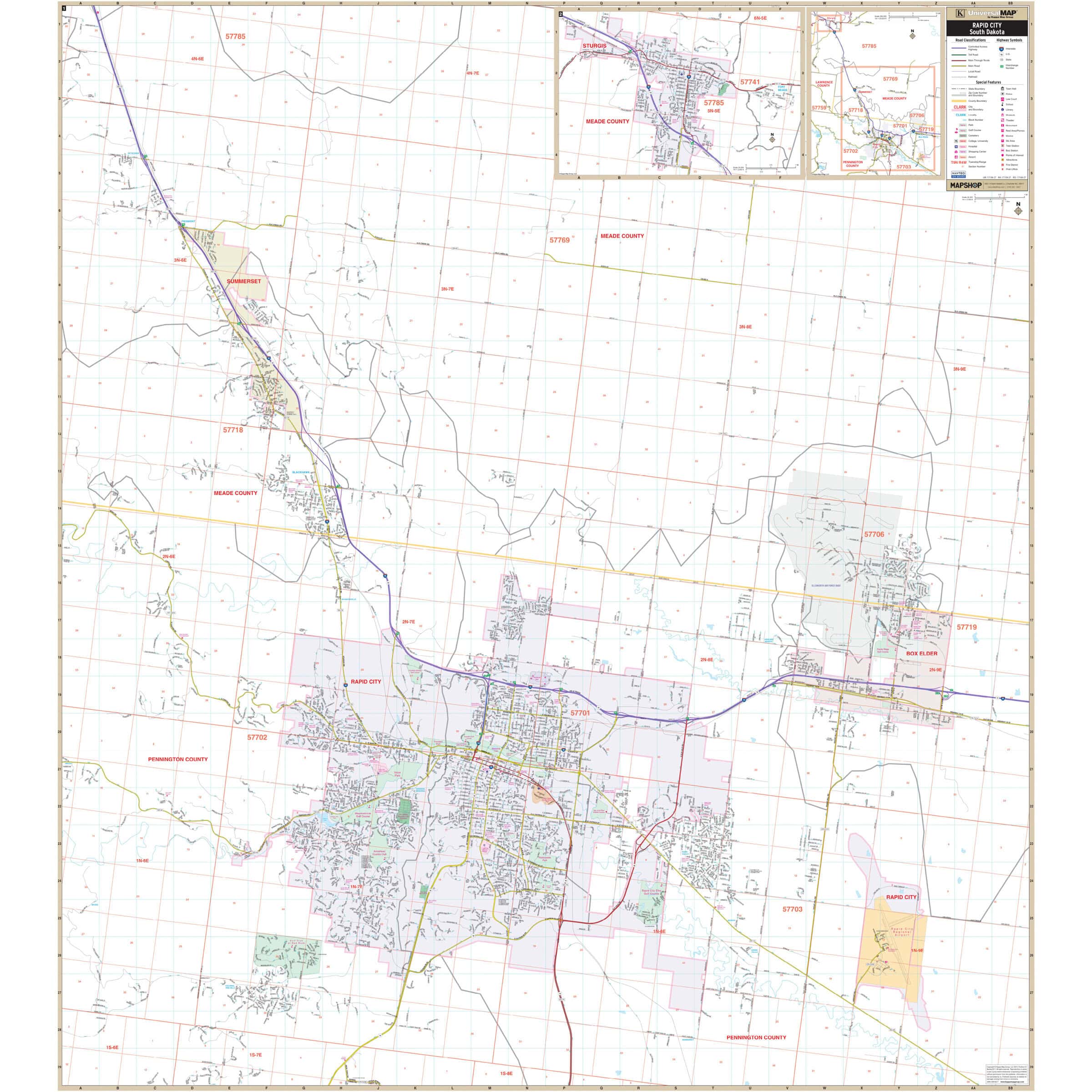 Rapid City South Dakota Wall Map | SD City Map | Map Shop