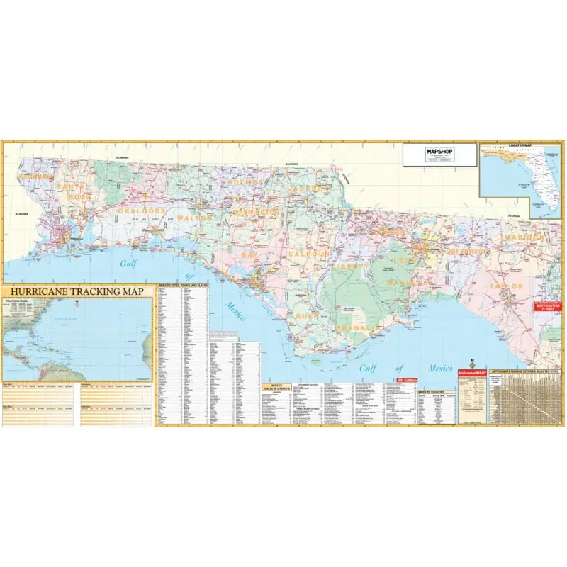 Northwest Florida Regional Wall Map - Detail | Map Shop