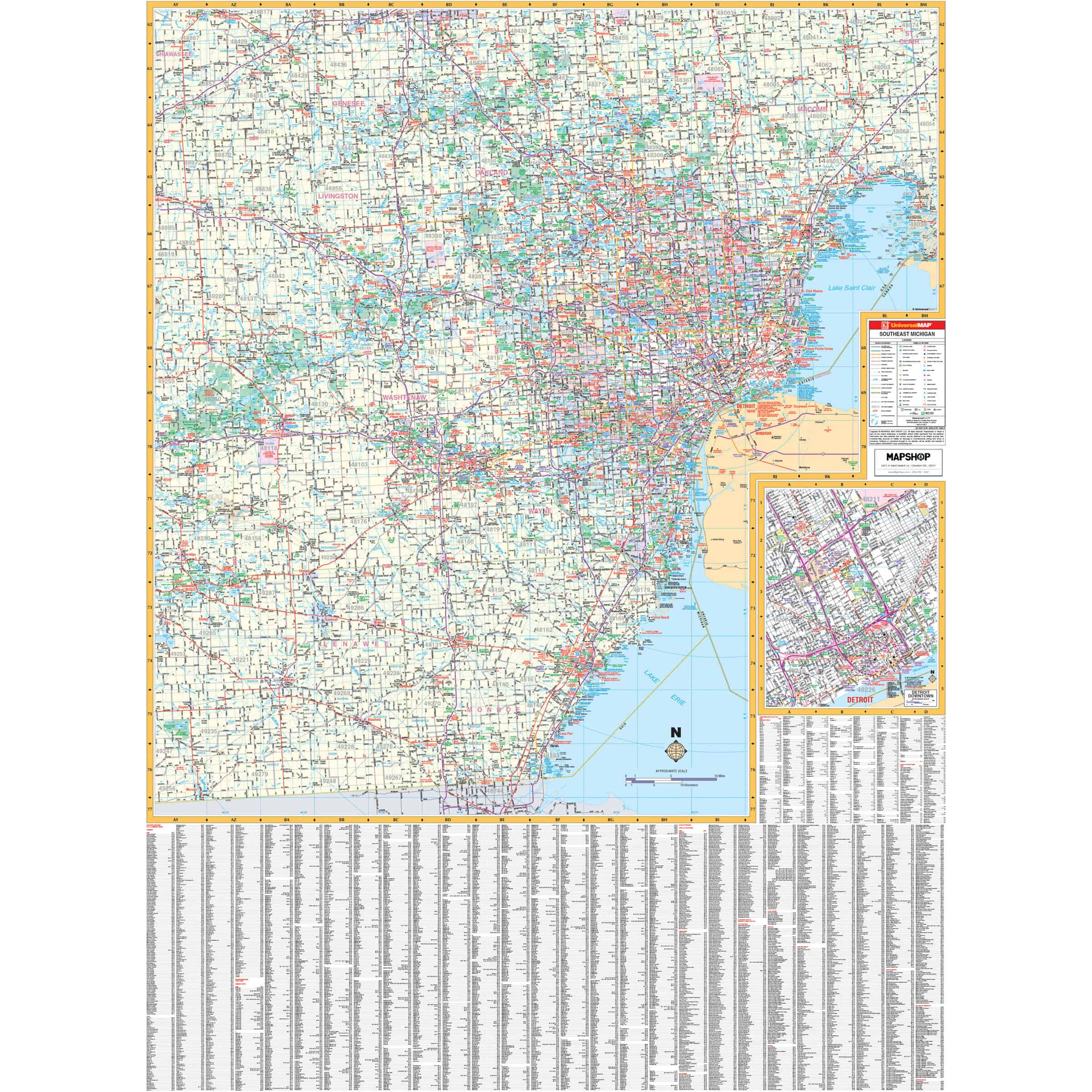 Southeast Michigan Wall Map | Detroit Area | Map Shop