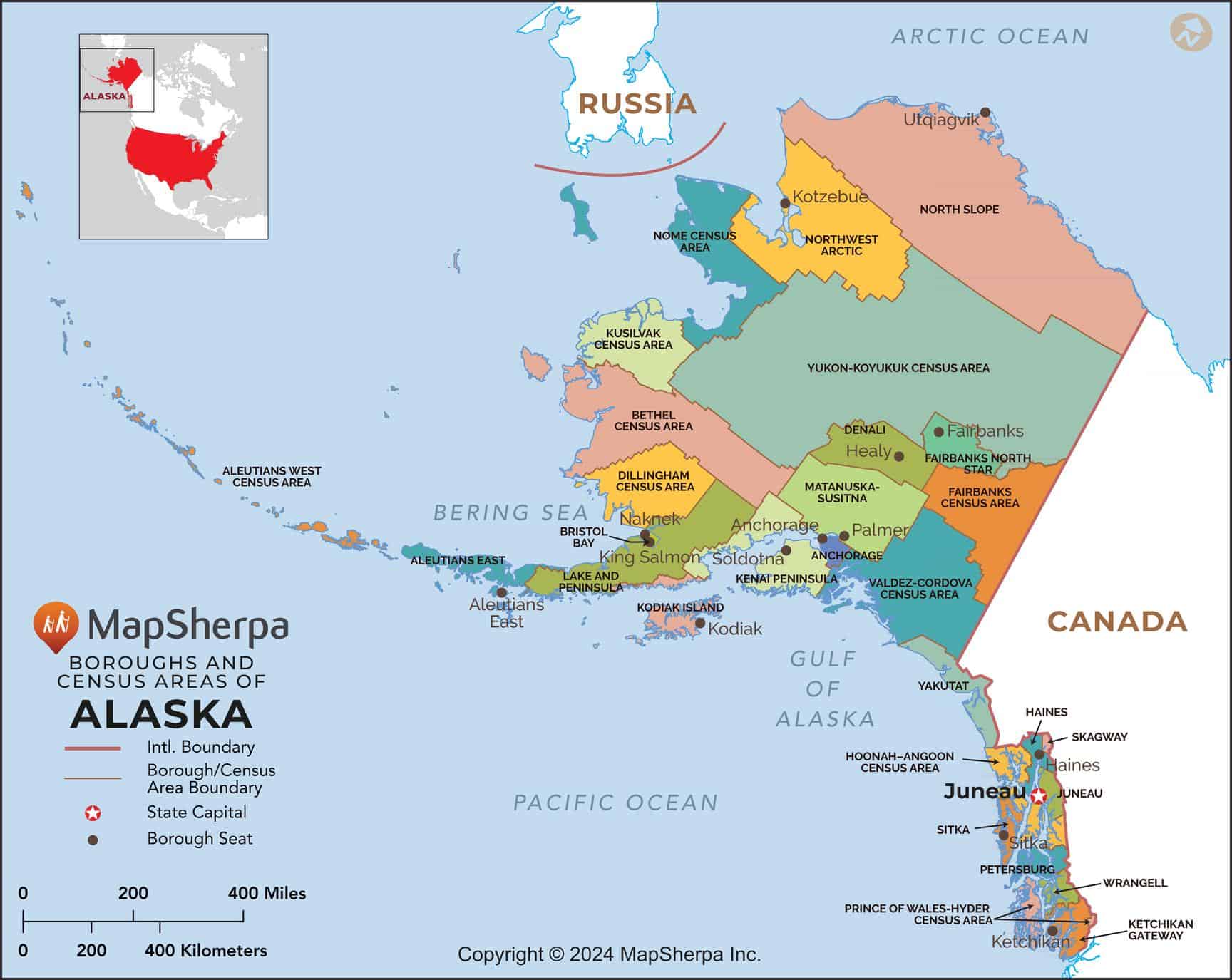Alaska Boroughs and Census Areas Wall Map - MapSherpa