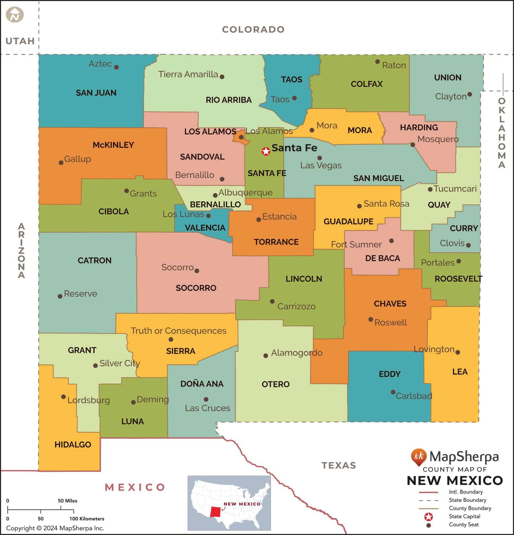New Mexico Counties Wall Map by MapSherpa - The Map Shop