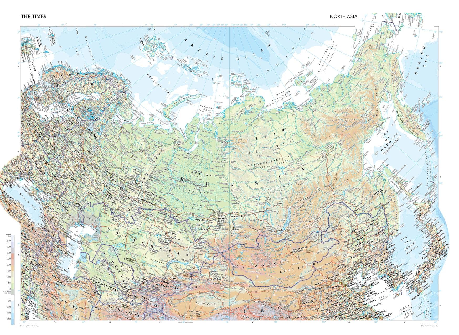 North Asia Wall Map by The Times - The Map Shop