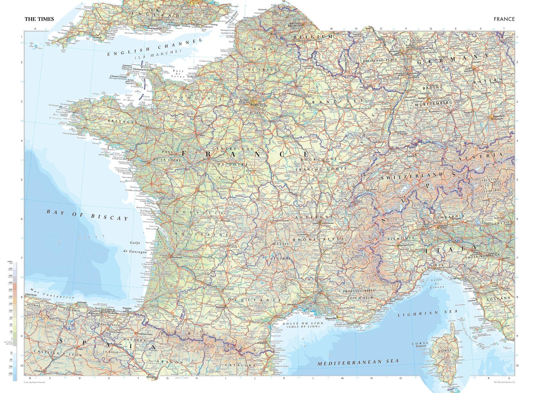France Wall Map by The Times - The Map Shop