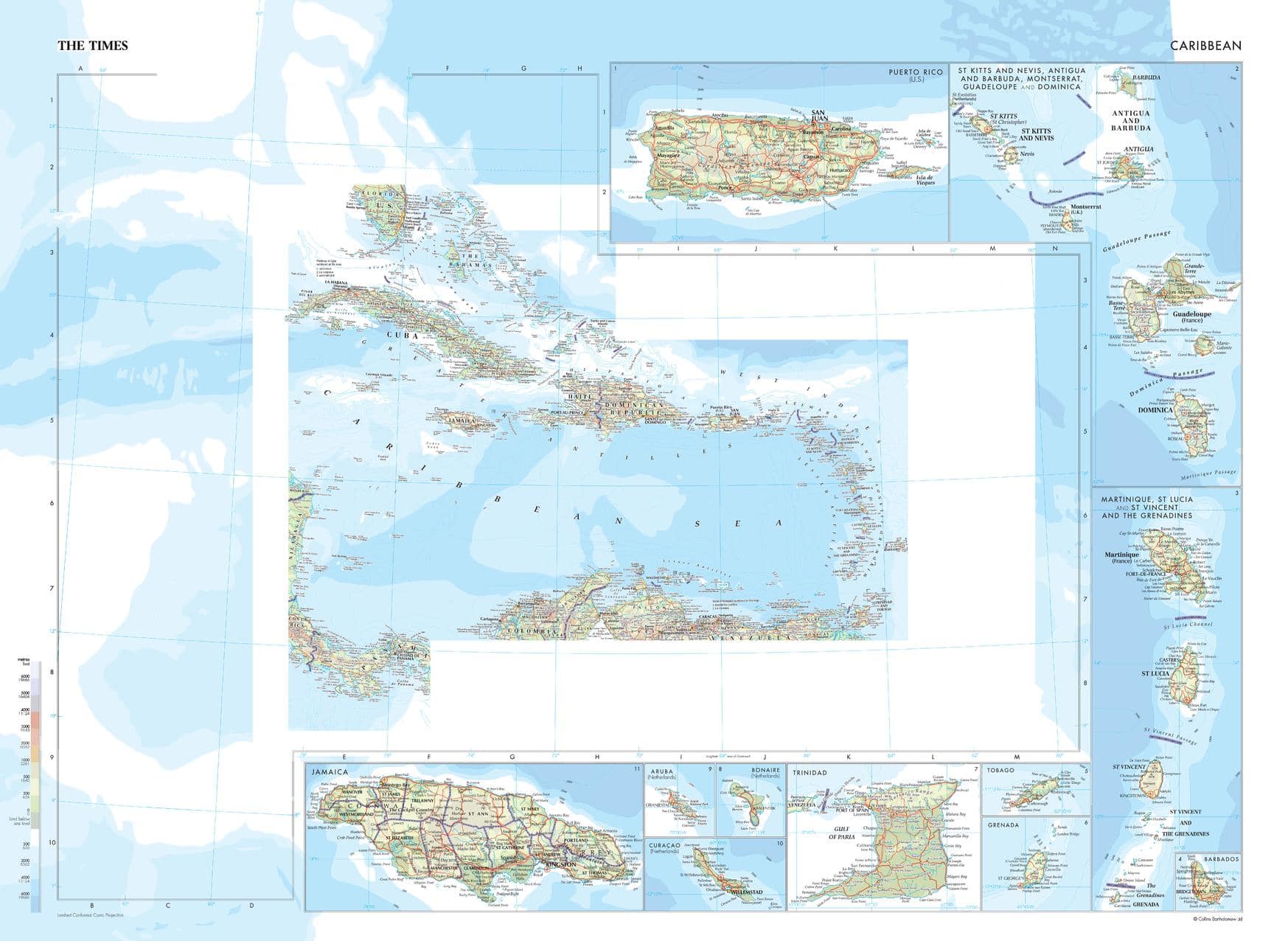 Caribbean Wall Map by The Times - The Map Shop