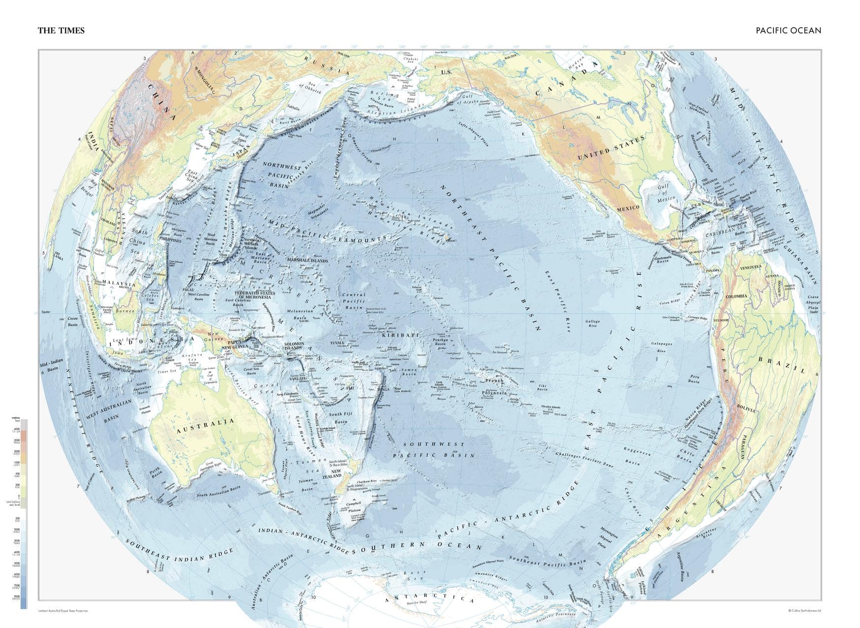 Pacific Ocean Wall Map by The Times - The Map Shop