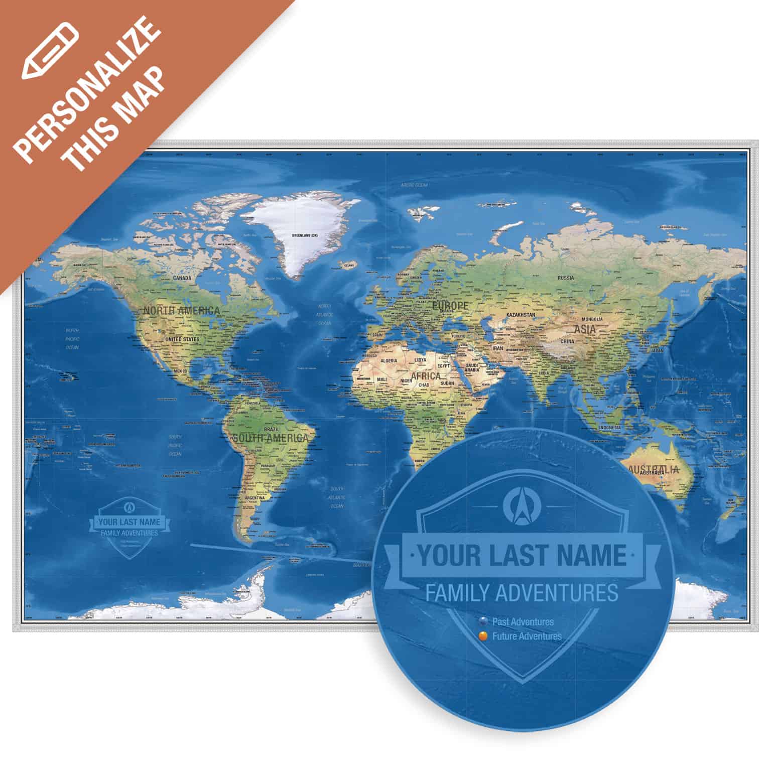 Personalized World Ranger Wall Map by South of Kings - The Map Shop